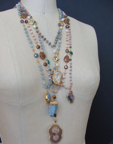 Peruvian Pink Opal Pearls Vintage Agate Blush Pink Brown Stalactite Sl ...