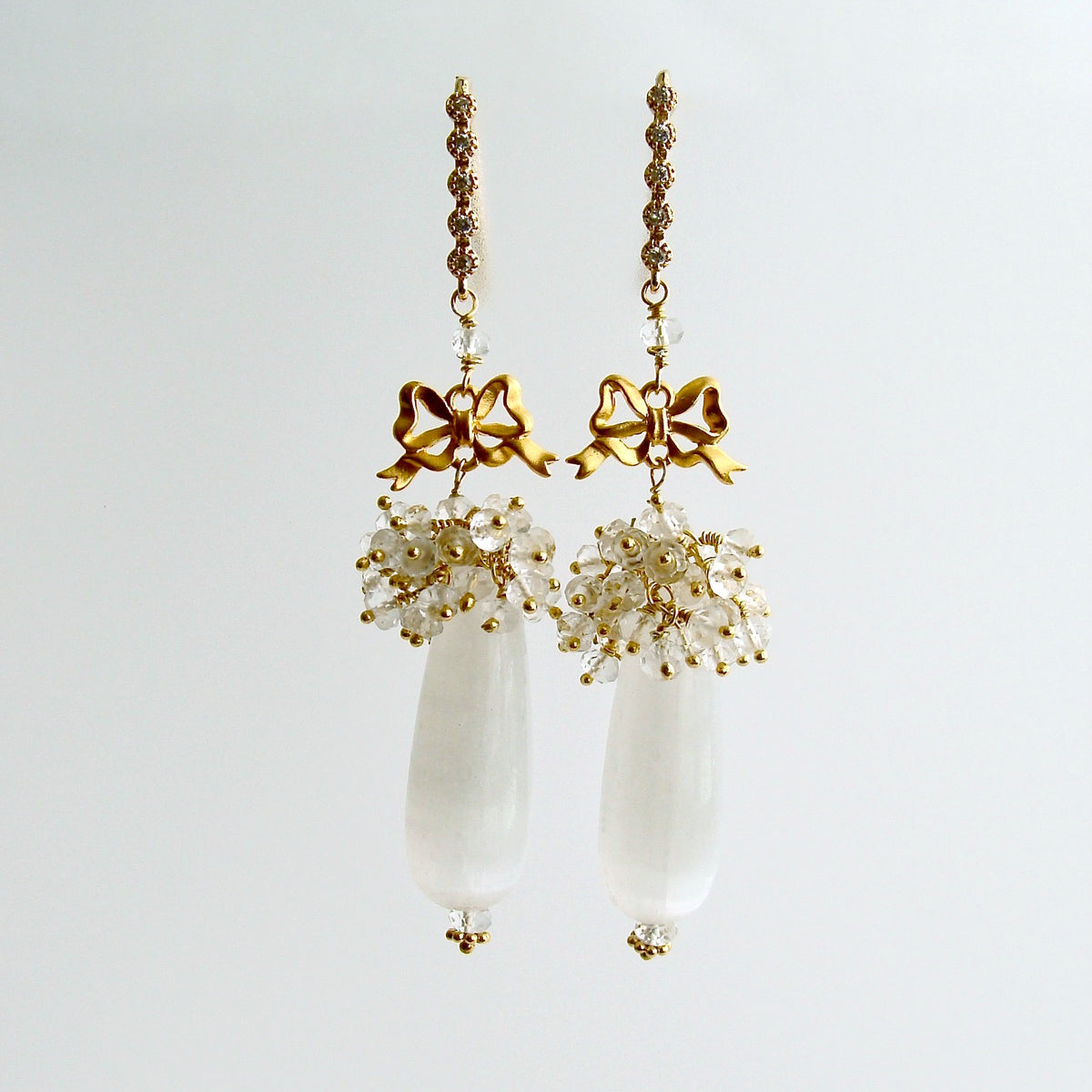 Selenite Teardrop Rock Crystal Cluster Earrings - Selena Earrings ...