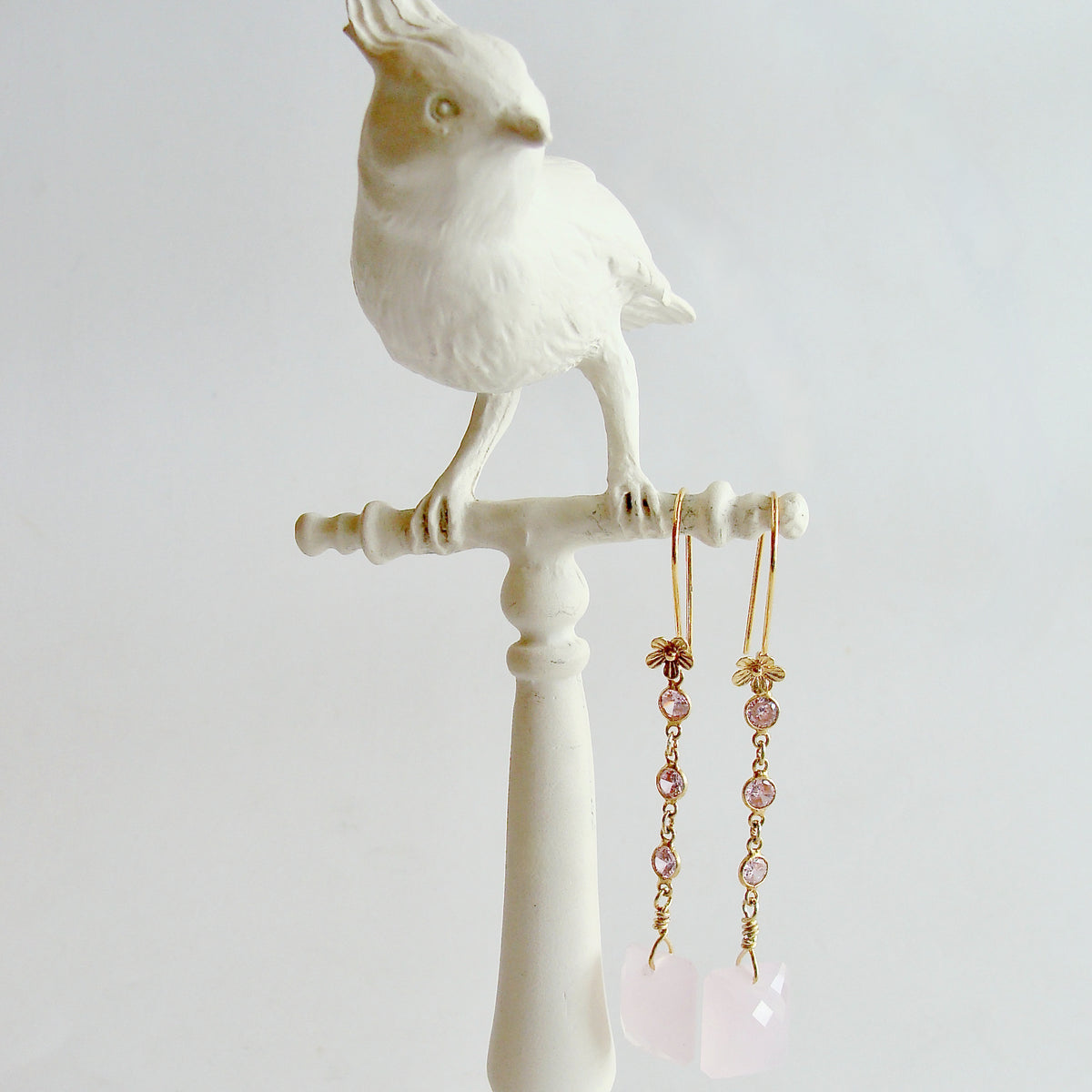 Emerald Cut Rose Quartz - Audrey Rose Duster Earrings – Karen Sugarman ...