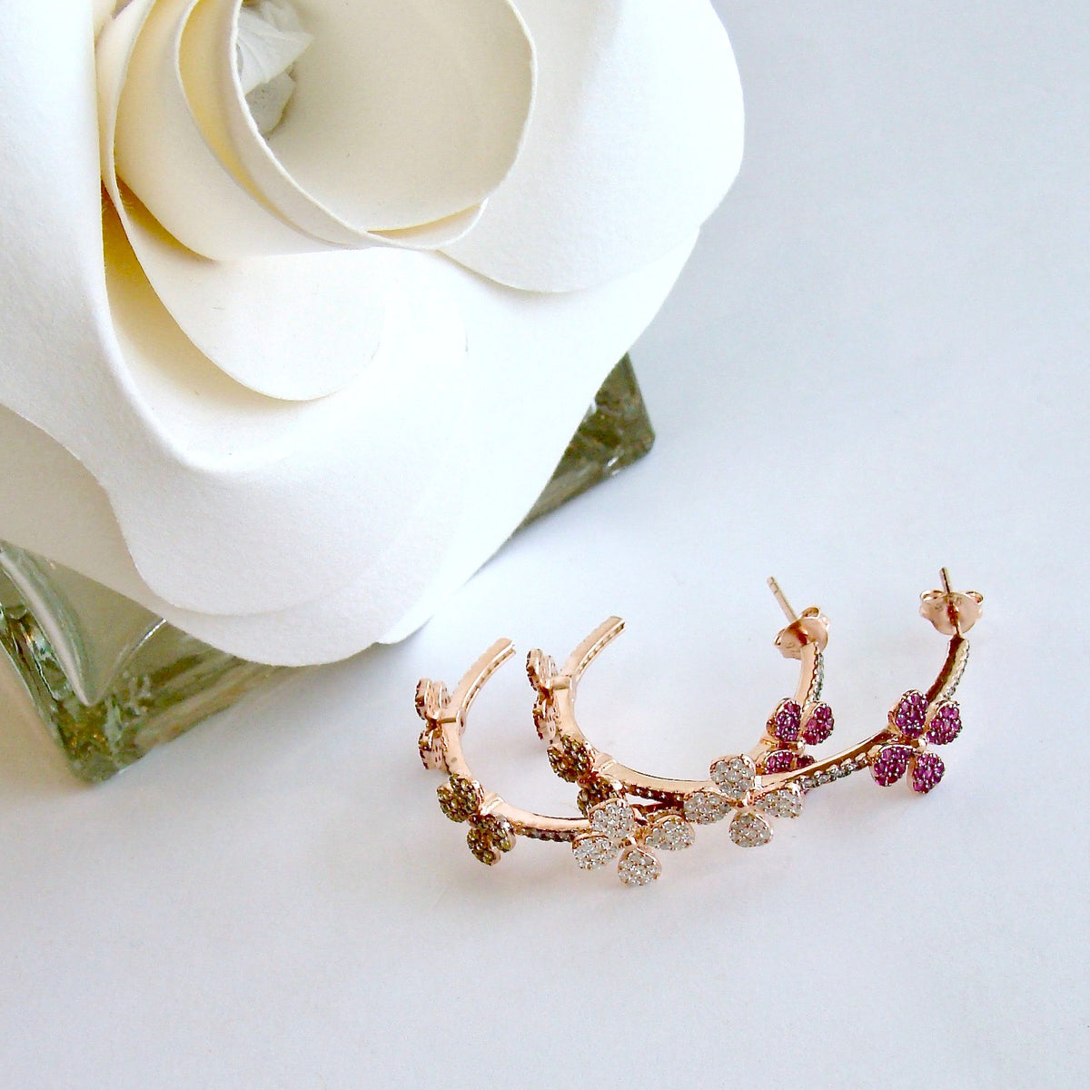 Rose Gold Vermeil Flower Hoop Earrings - Les Fleurs Hoop Earrings ...