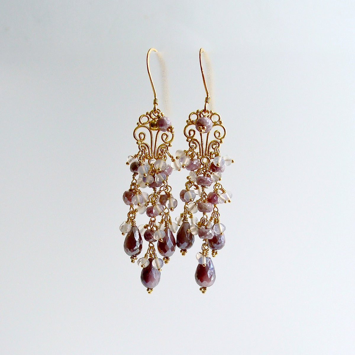 Lavender Silverite Opal Moon Quartz Chandelier Earrings - Veronique Ch ...